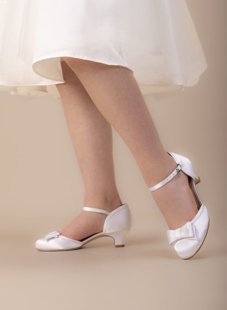 Perfect Bridal White Communion Shoes:- Minnie Heel – Kindle Clothing