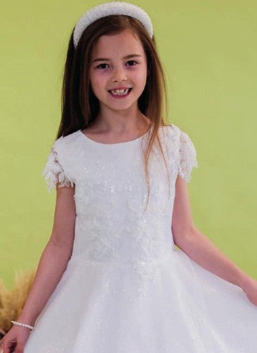 Linzi Jay Girls White Communion Dress:- Karla – Kindle Clothing