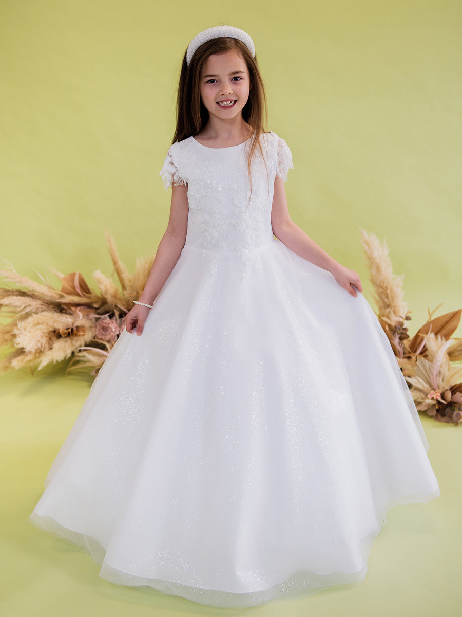 Linzi Jay Girls White Communion Dress:- Karla – Kindle Clothing