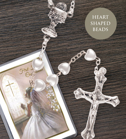 Girls First Holy Communion Rosary Beads White – Kindle Clothing